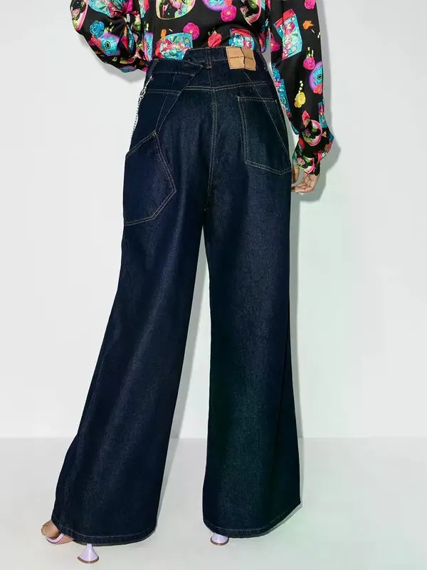 Natasha Zinko High-rise Wide-leg Jeans With Chain Detail