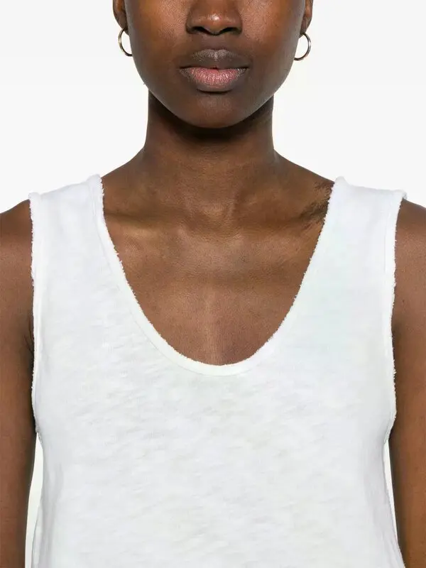 American Vintage Sonoma U-neck Tank Top With Raw-cut Hem - White