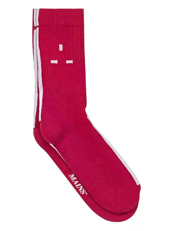 MAINS Intarsia-knit Logo Socks - Red