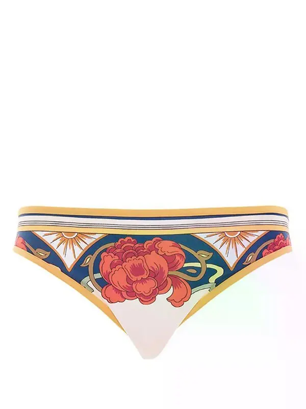 La DoubleJ Tropical-print Bikini Bottoms - Neutrals