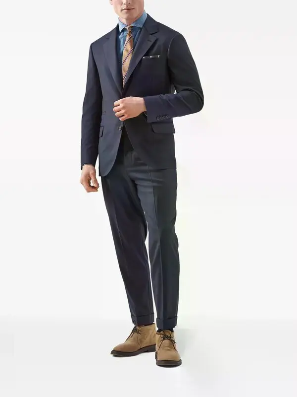 Brunello Cucinelli Tapered-leg Wool Trousers - Blue
