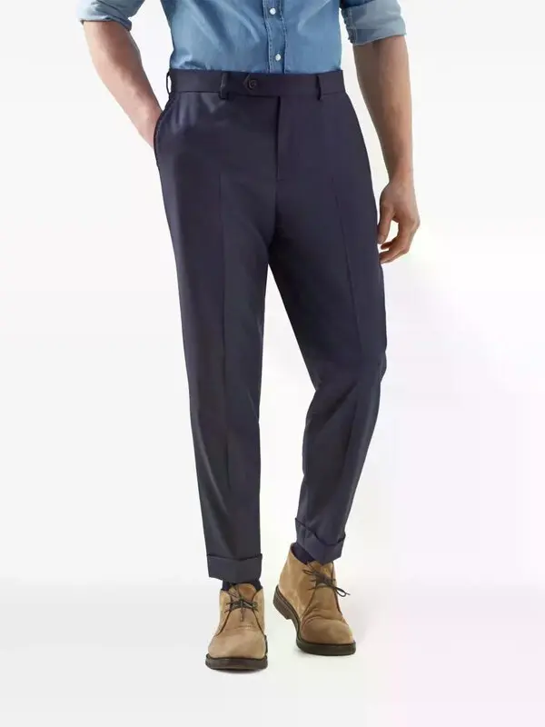 Brunello Cucinelli Tapered-leg Wool Trousers - Blue