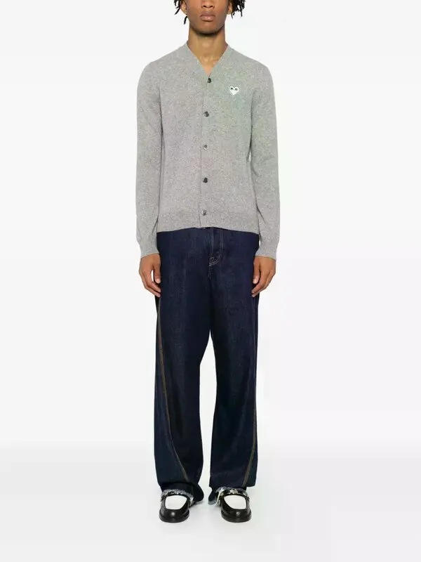 Play Comme Des Garcon Heart-motif Wool Cardigan