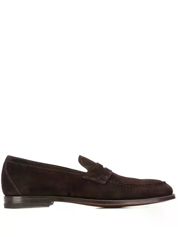 SCAROSSO Penny Loafers In Suede - Brown