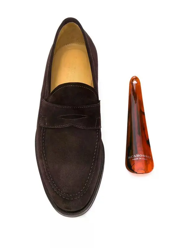 SCAROSSO Penny Loafers In Suede - Brown