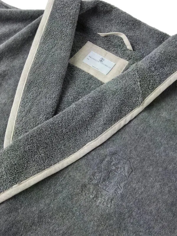 Brunello Cucinelli Logo-embroidered Bathrobe - Grey