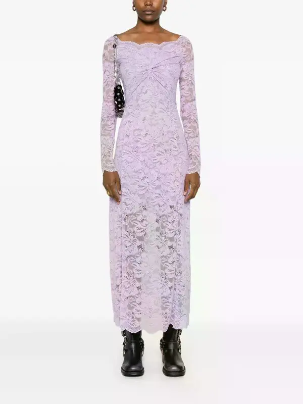 Rabanne Bardot-neckline Lace Maxi Dress