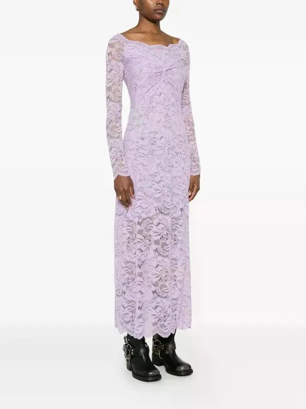 Rabanne Bardot-neckline Lace Maxi Dress