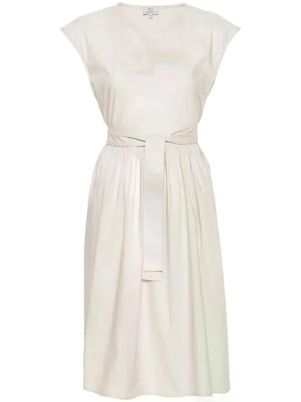 Woolrich Ruched Poplin Cotton Dress - Neutrals
