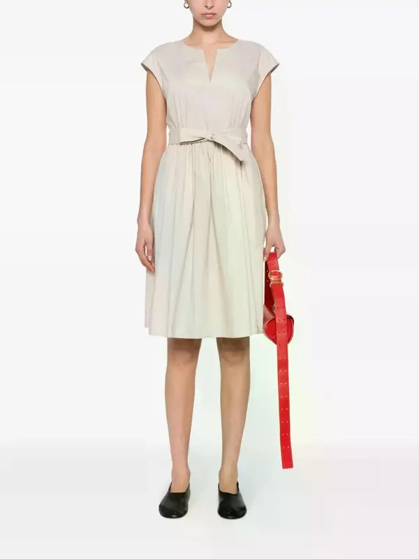 Woolrich Ruched Poplin Cotton Dress - Neutrals