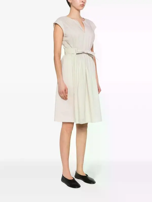 Woolrich Ruched Poplin Cotton Dress - Neutrals