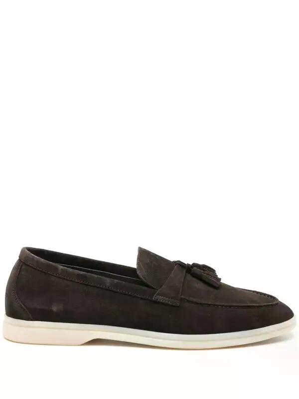 SCAROSSO Tassel-detail Suede Loafers - Brown