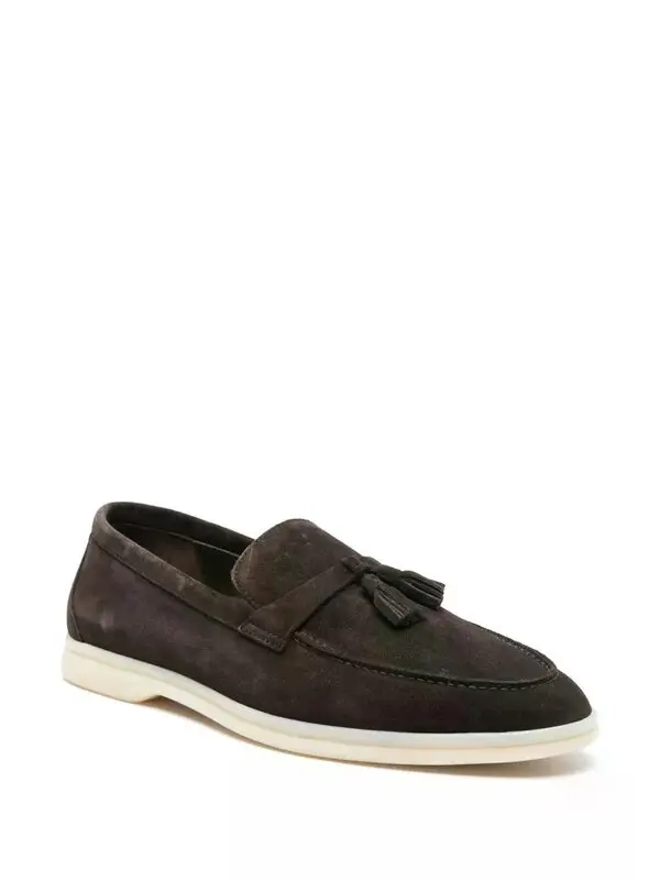 SCAROSSO Tassel-detail Suede Loafers - Brown