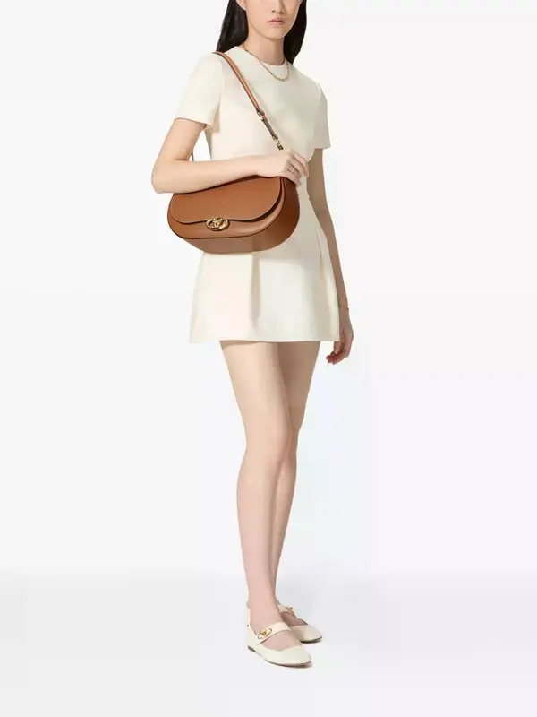 Valentino Garavani Ohval Leather Shoulder Bag - Brown