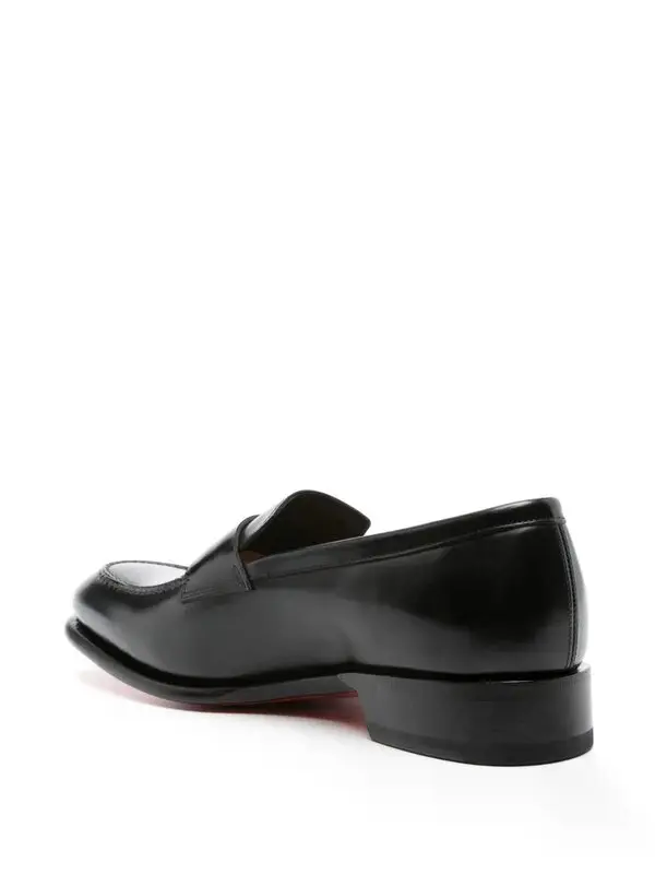 Santoni Leather Penny Loafers - Black