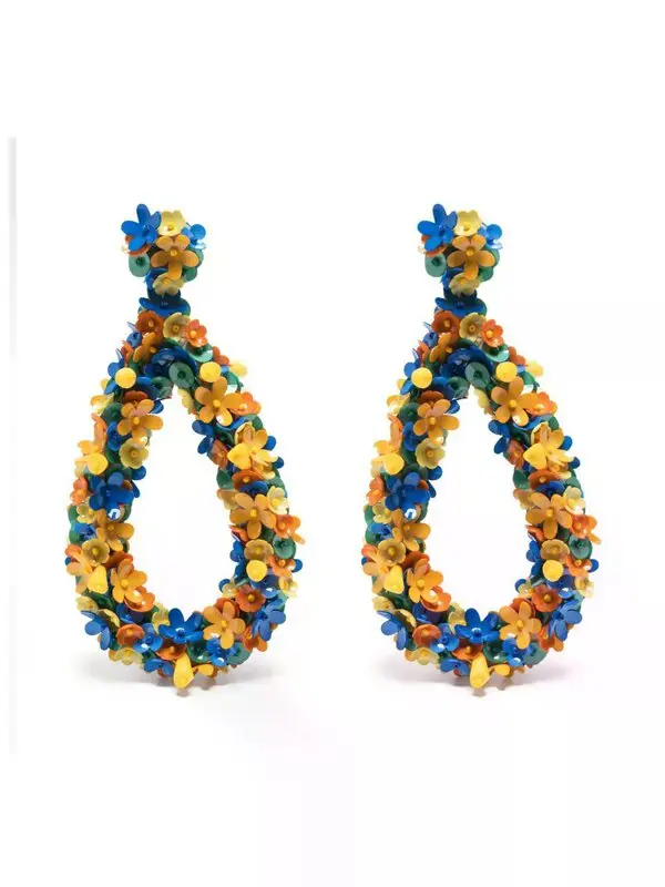 La DoubleJ Confetti Macro Flower Earrings - Blue