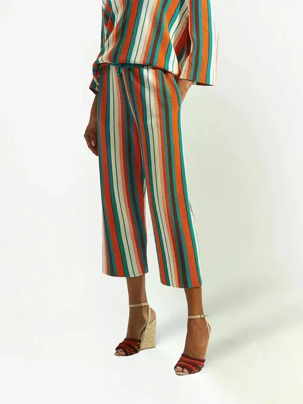 La DoubleJ Vertical-stripe Cropped Trousers