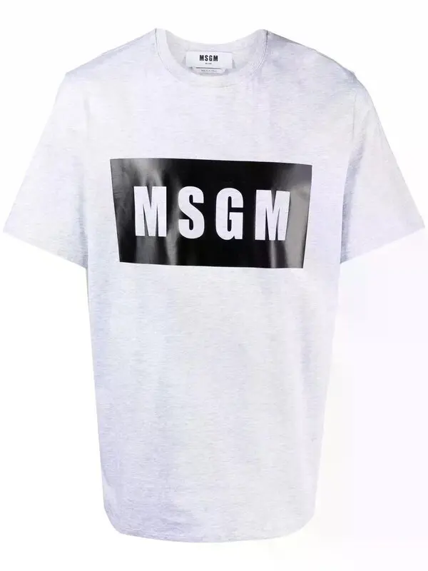 MSGM Logo-print Cotton T-shirt - Grey