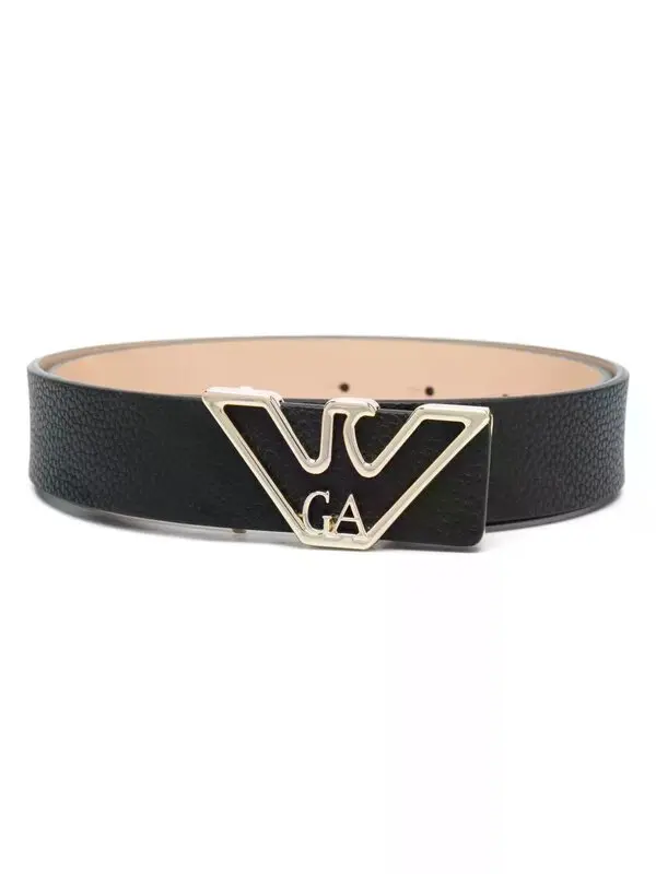 Emporio Armani Logo-buckle Leather Belt - Black