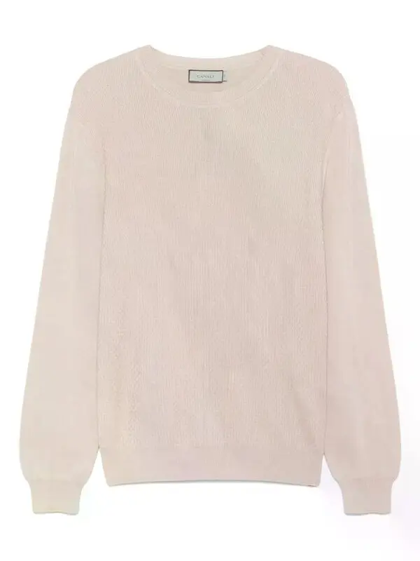 Canali Cotton Crew-neck Sweater - Neutrals