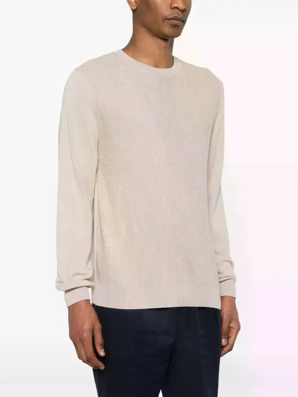 Canali Cotton Crew-neck Sweater - Neutrals