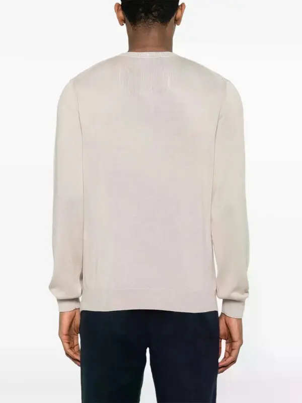Canali Cotton Crew-neck Sweater - Neutrals