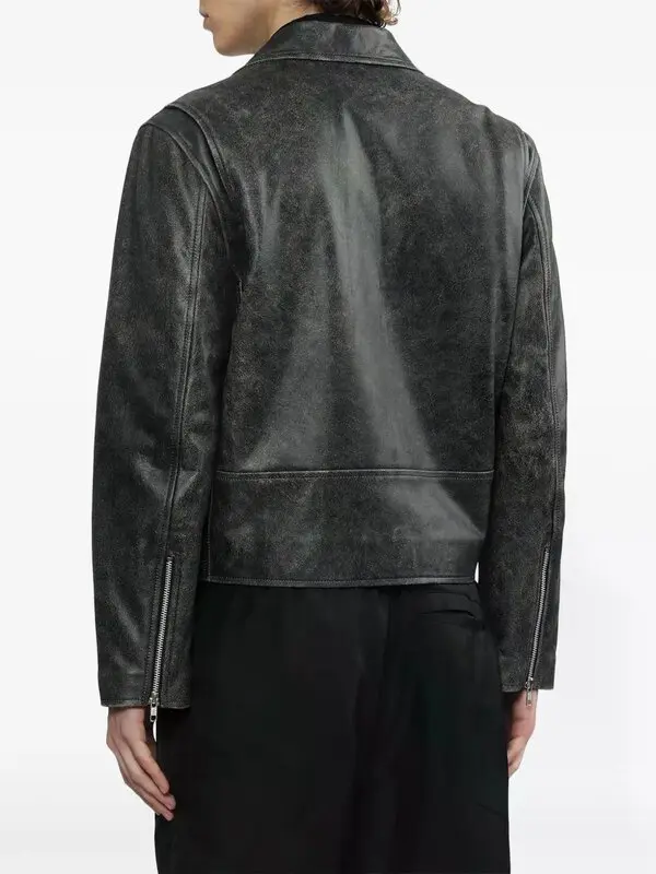 SUNFLOWER Faded Leather Biker Jacket