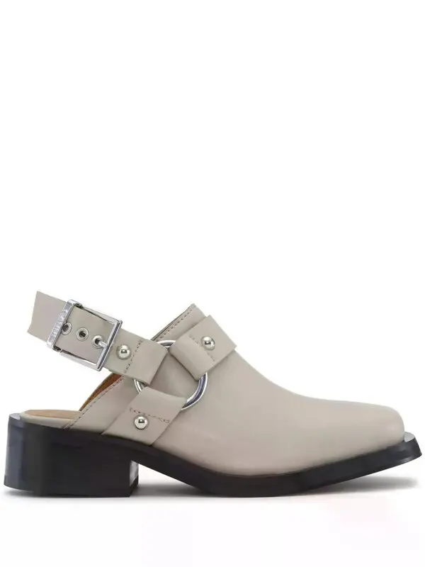 GANNI Stud-embellished Slingback Pumps - Neutrals