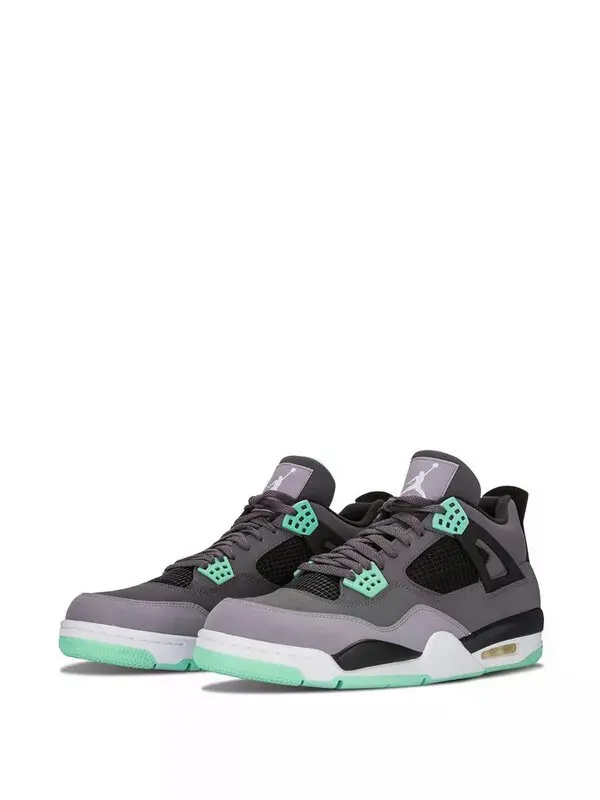JORDAN 4 Retro Green Glow Sneakers - Grey