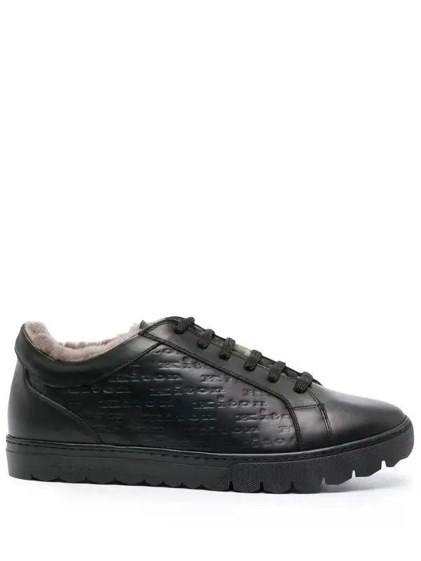 Kiton Calf Leather Embossed Logo Sneakers