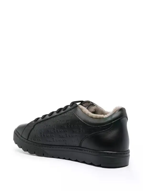 Kiton Calf Leather Embossed Logo Sneakers