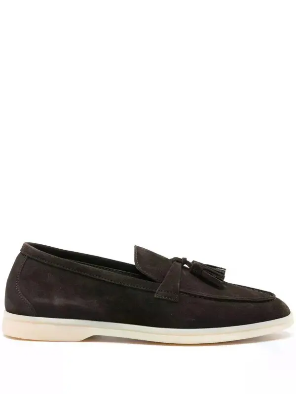 SCAROSSO Leandra Tassel-detail Suede Loafers - Brown