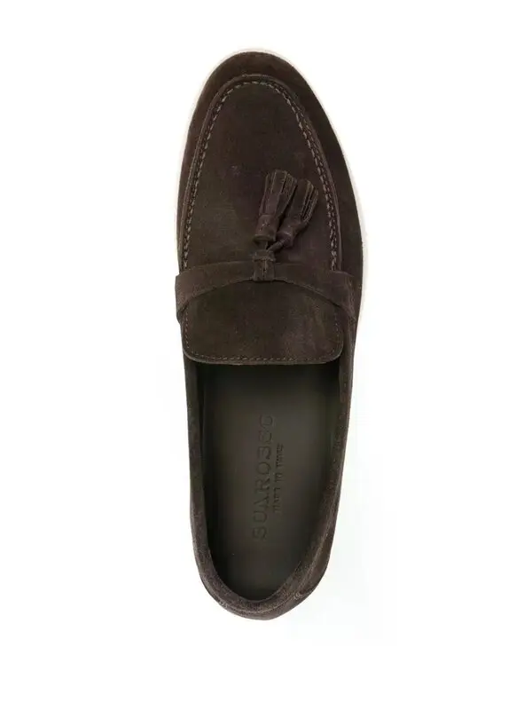 SCAROSSO Leandra Tassel-detail Suede Loafers - Brown