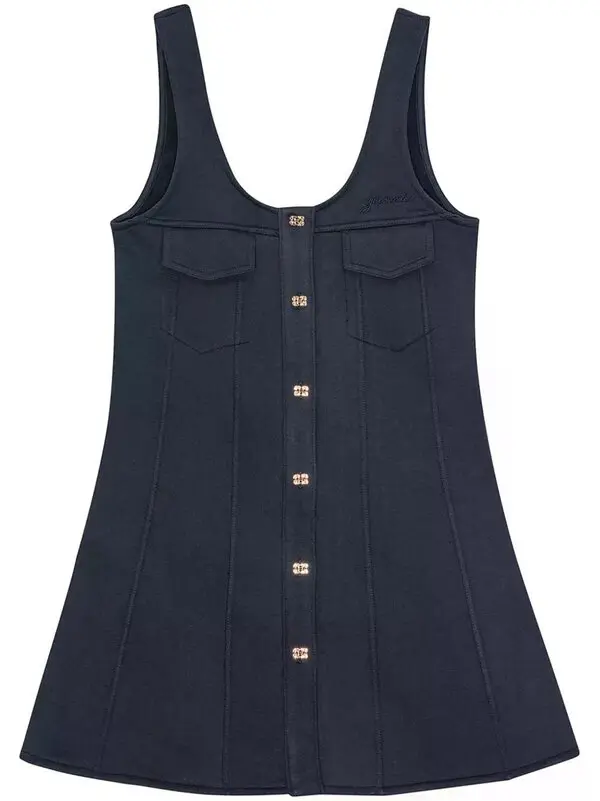 GANNI Button-fastening Mini Dress - Blue