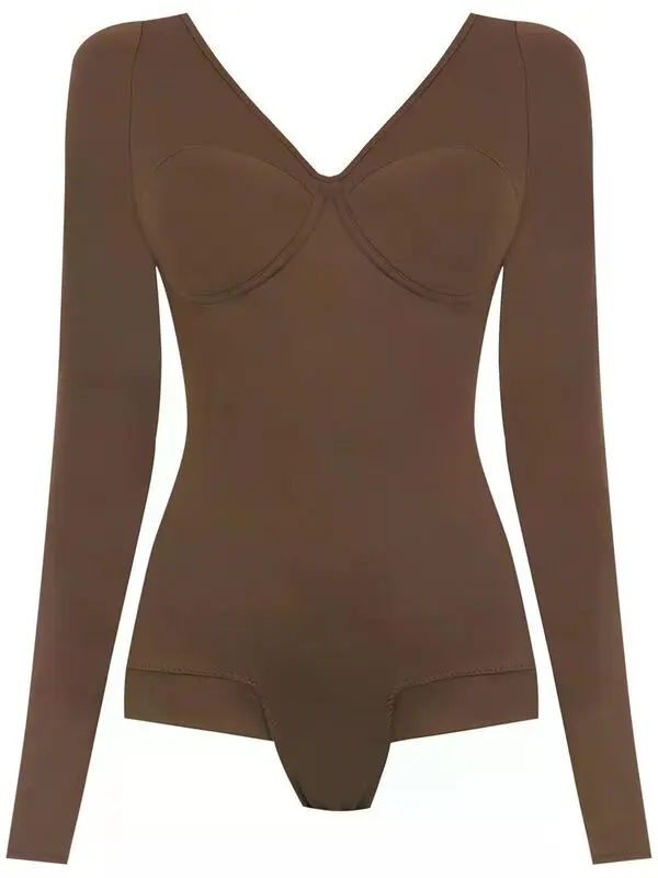AMIR SLAMA Long Sleeved Bodysuit - Brown
