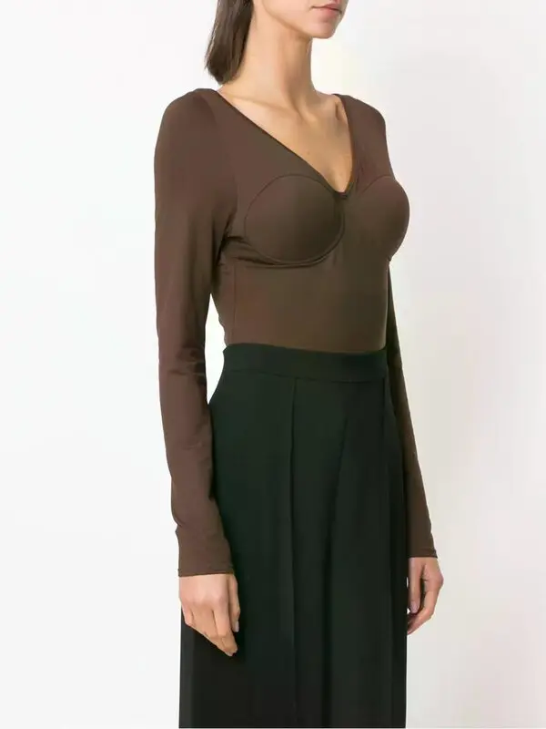 AMIR SLAMA Long Sleeved Bodysuit - Brown