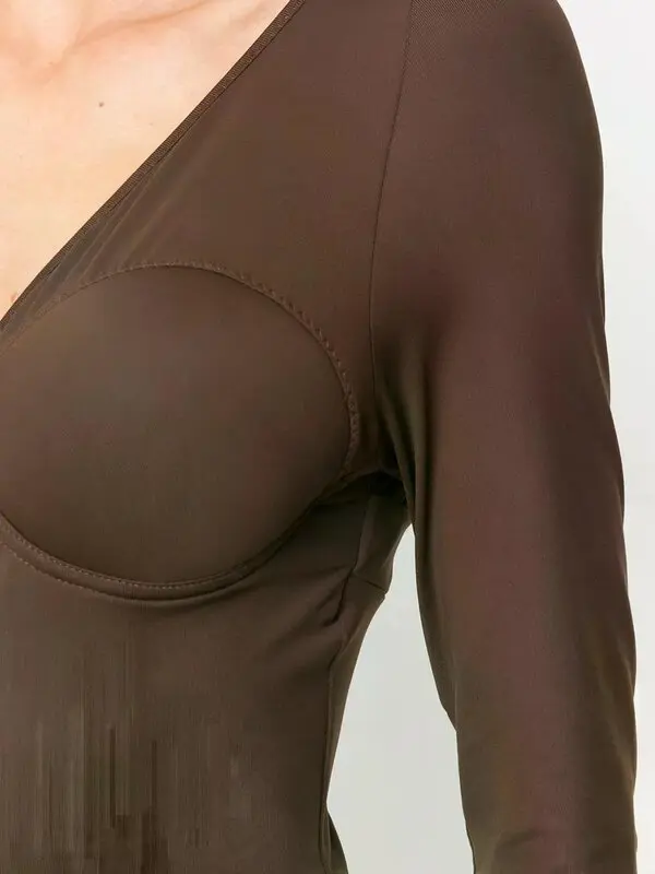 AMIR SLAMA Long Sleeved Bodysuit - Brown