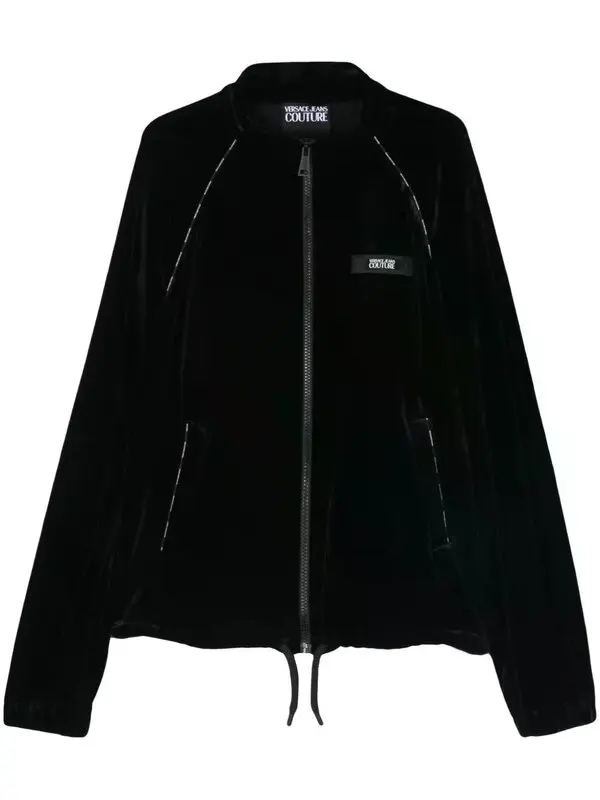 Versace Velour Logo Appliqué Jacket