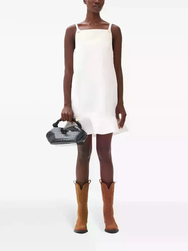 GANNI Flared-hem Satin Mini Dress