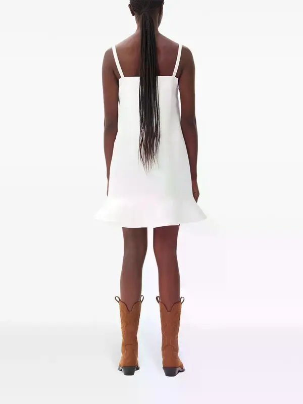 GANNI Flared-hem Satin Mini Dress