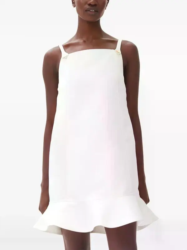 GANNI Flared-hem Satin Mini Dress