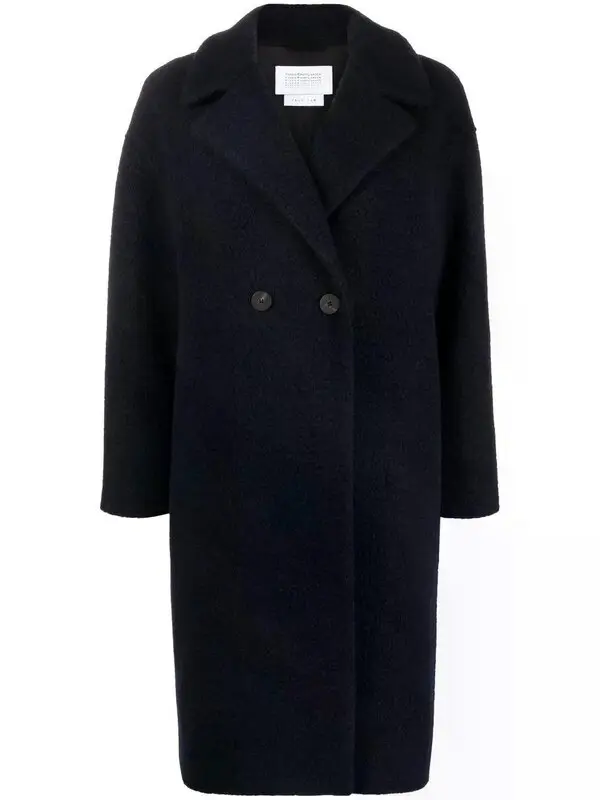 Harris Wharf London Bouclé Double-breasted Coat - Blue