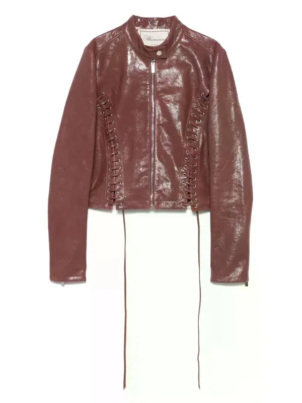Blumarine Cracked-effect Leather Jacket