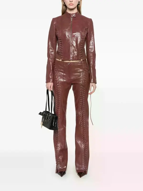 Blumarine Cracked-effect Leather Jacket