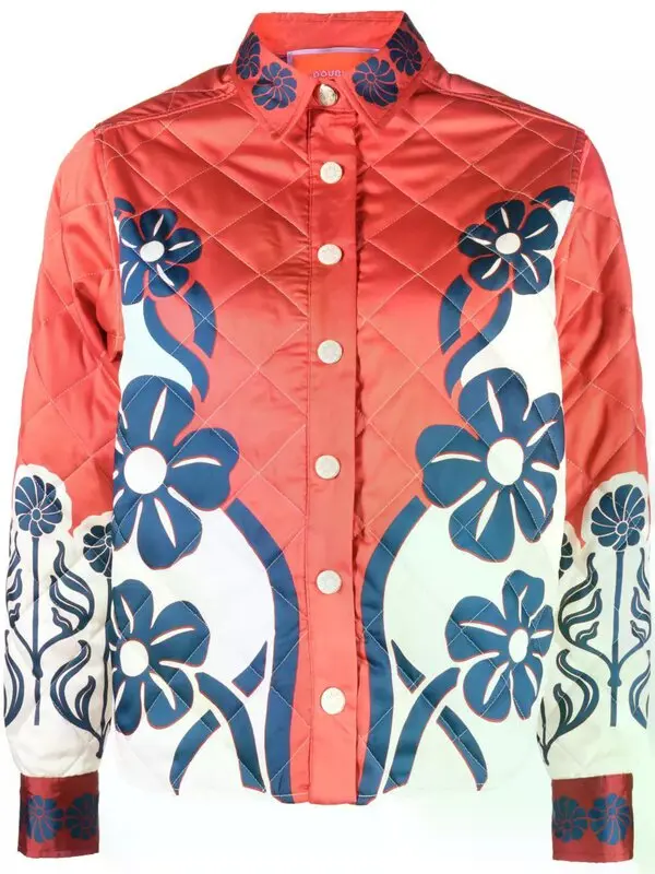 La DoubleJ Edie Floral-print Quilted Jacket - Red