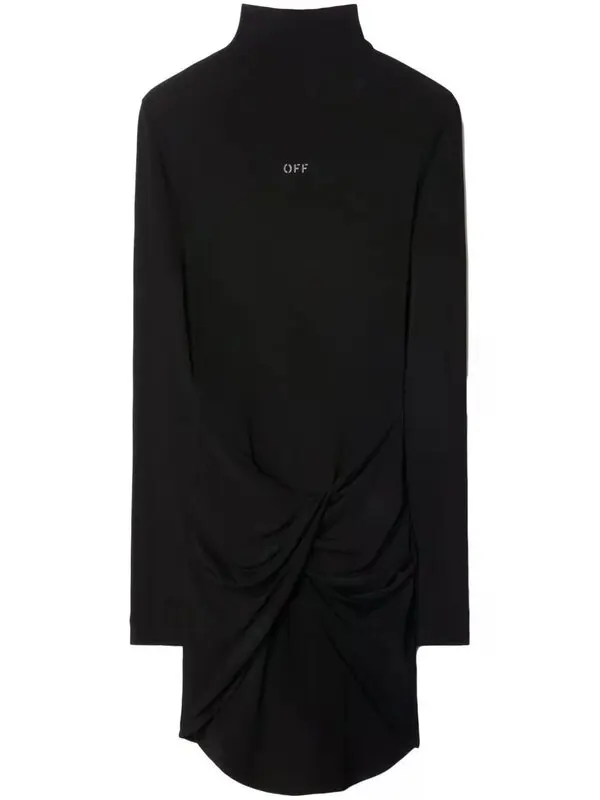 Off-White Twist-detail Long-sleeve Minidress - Black