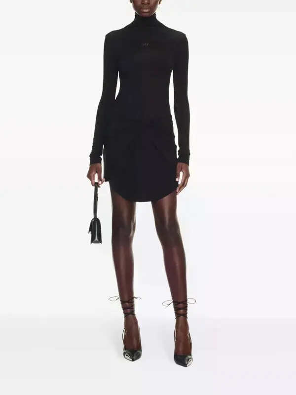 Off-White Twist-detail Long-sleeve Minidress - Black