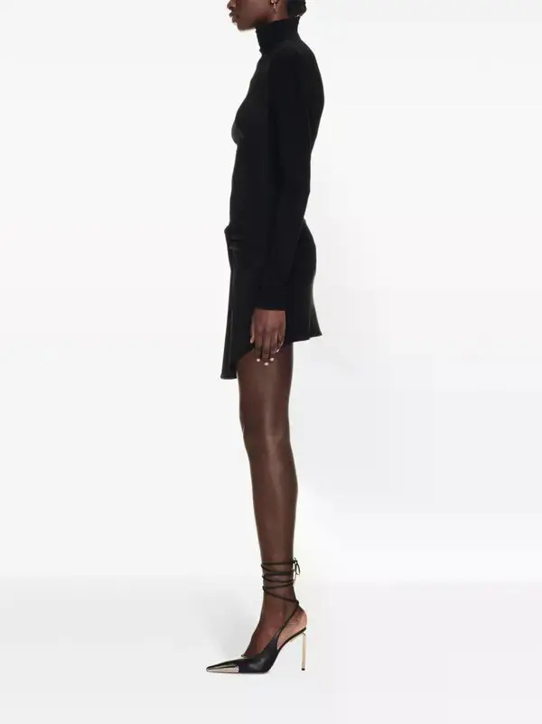 Off-White Twist-detail Long-sleeve Minidress - Black