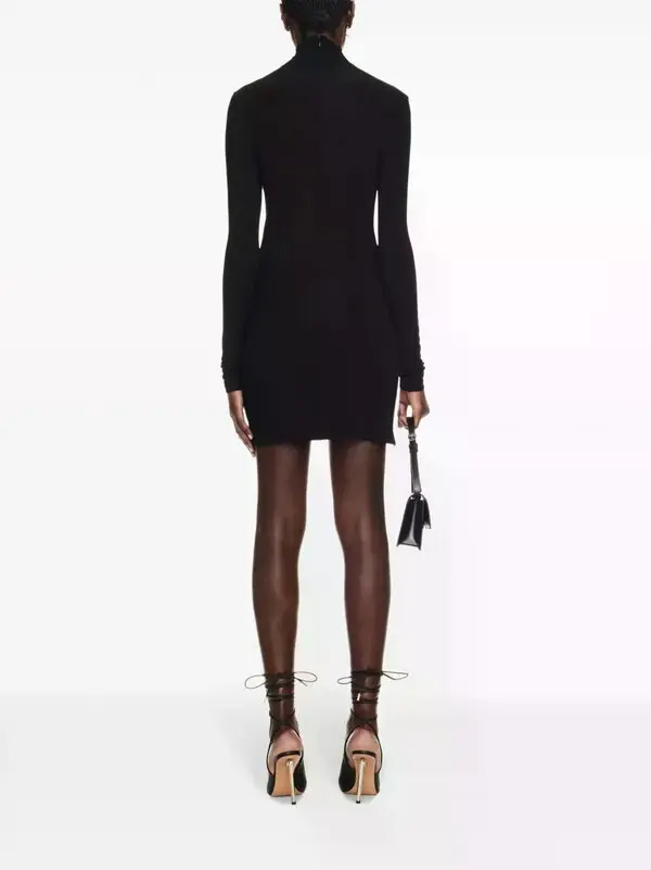 Off-White Twist-detail Long-sleeve Minidress - Black