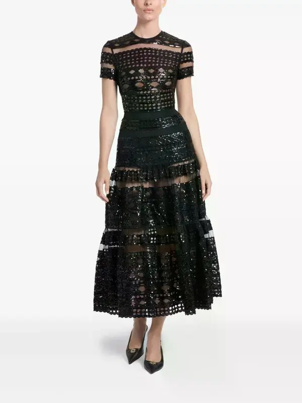Elie Saab Embellished Tulle Midi Dress
